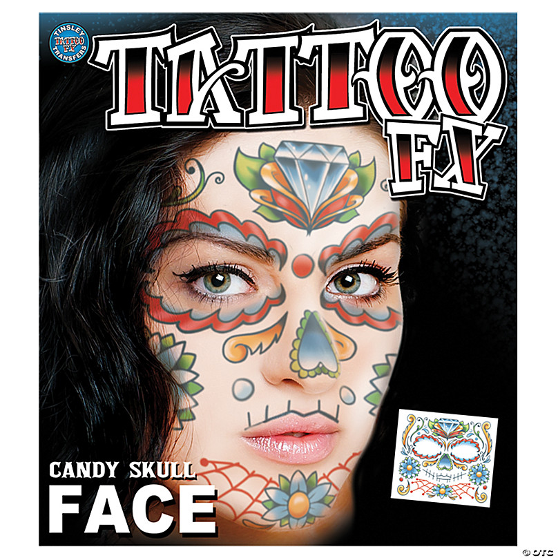 Candy Skull Face Tattoo