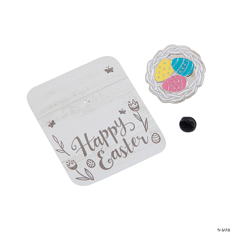 Easter Egg Nest Pins with Card - 12 Pc. | Halloween Express