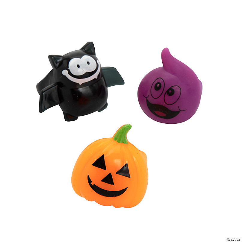 Flashing Light-Up Jack-O’-Lantern Bat & Ghost Rings - 12 Pc ...