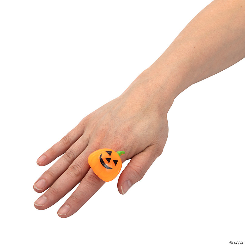 Flashing Light-Up Jack-O’-Lantern Bat & Ghost Rings - 12 Pc ...
