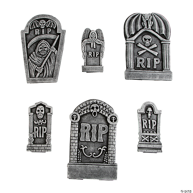 Grim Reaper RIP Foam Tombstone Halloween Decorations Set – 6 Pc ...