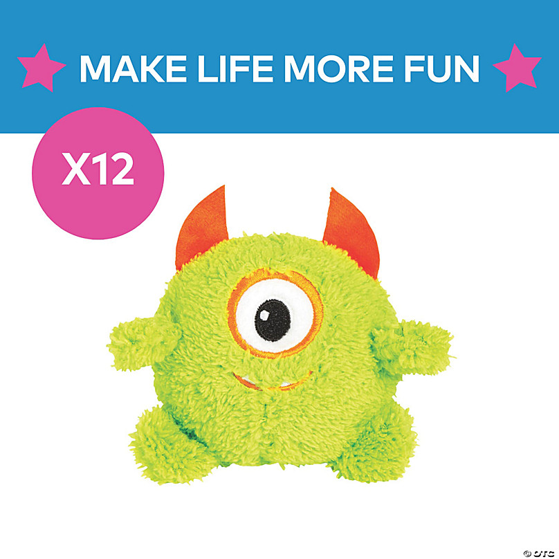 Halloween Fuzzy Green Stuffed Monsters - 12 Pc. | Halloween Express