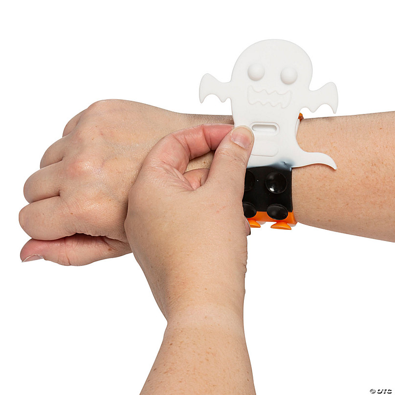 Halloween Ghost Slap Pop Bracelets - 12 Pc. | Halloween Express