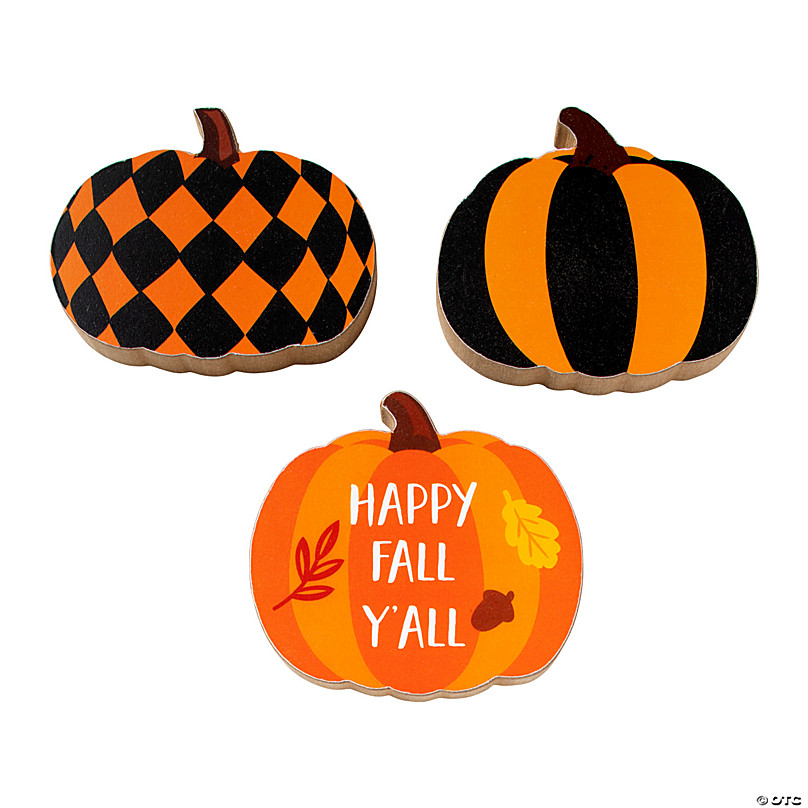 Halloween Pumpkin Tabletop Blocks - 3 Pc. | Halloween Express