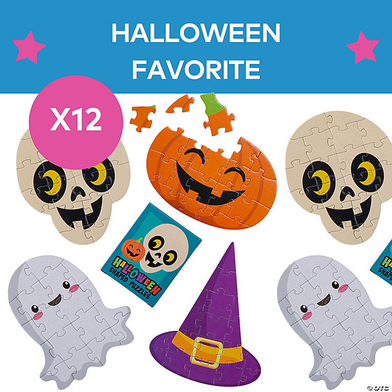 Halloween Shaped Mini Jigsaw Puzzles - 12 Boxes | Halloween Express