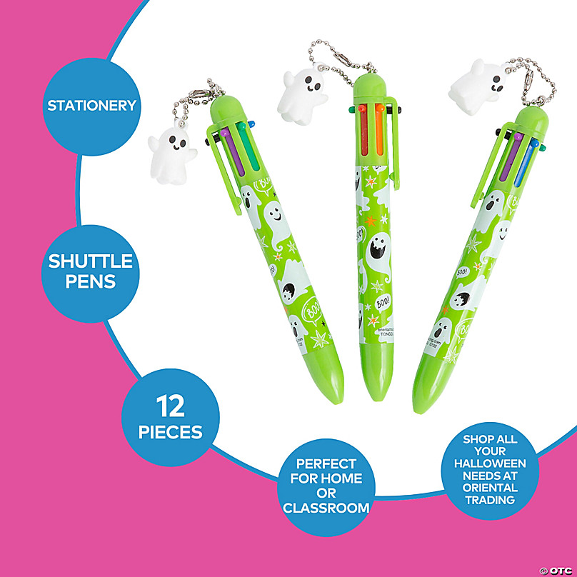 Halloween Shuttle Pens with Ghost Charm - 12 Pc. | Halloween Express