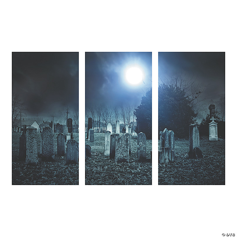 Haunted Cemetery Backdrop - 3 Pc. | Halloween Express