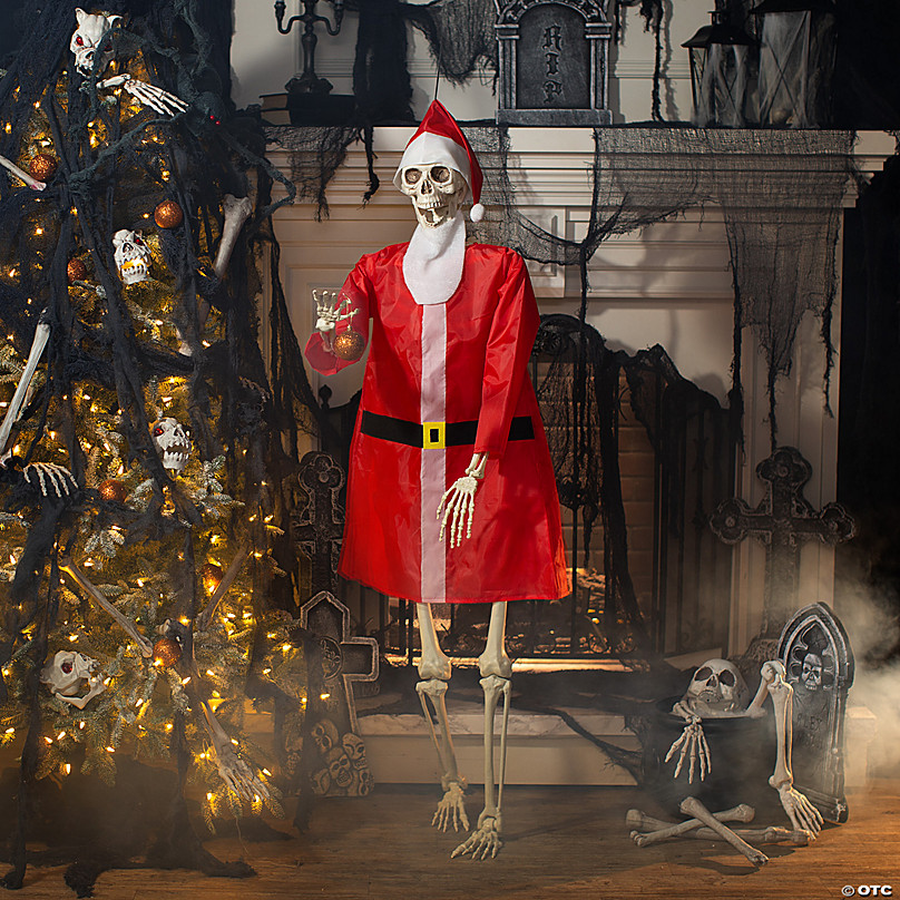 Large Posable Skeleton Santa Outfit | Halloween Express