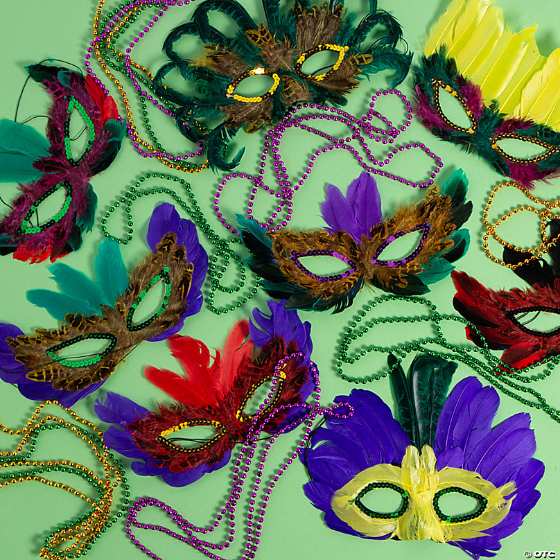 Masquerade Mask & Bead Assortment - 60 Pc. | Halloween Express