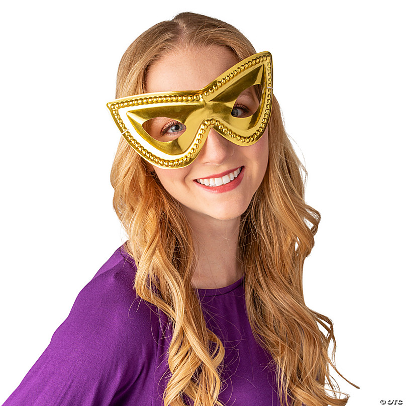 Metallic Mardi Gras Masquerade Plastic Masks - 24 Pc. | Halloween Express