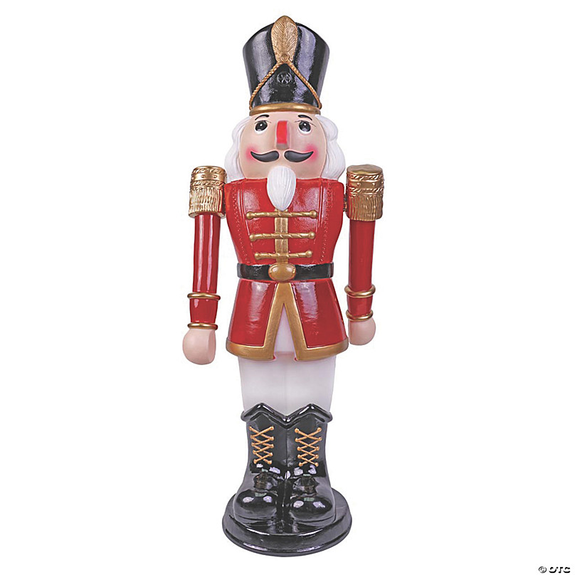Outdoor 36" Red & White Nutcracker with Moving Arms | Halloween Express