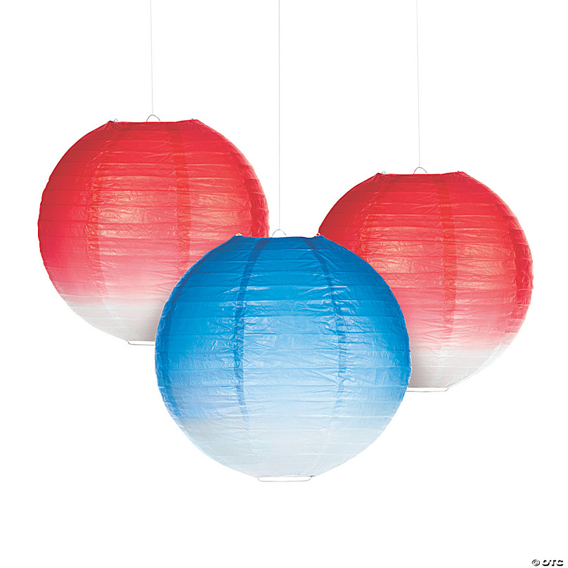 Patriotic Ombre Paper Hanging Lanterns - 6 Pc. | Halloween Express