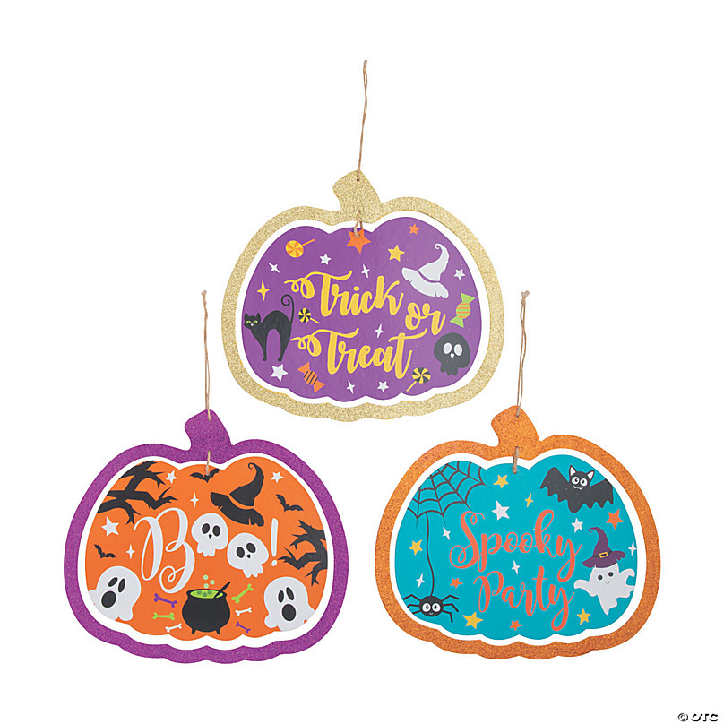 Pumpkin Halloween Door Sign Sett - 3 Pc. | Halloween Express