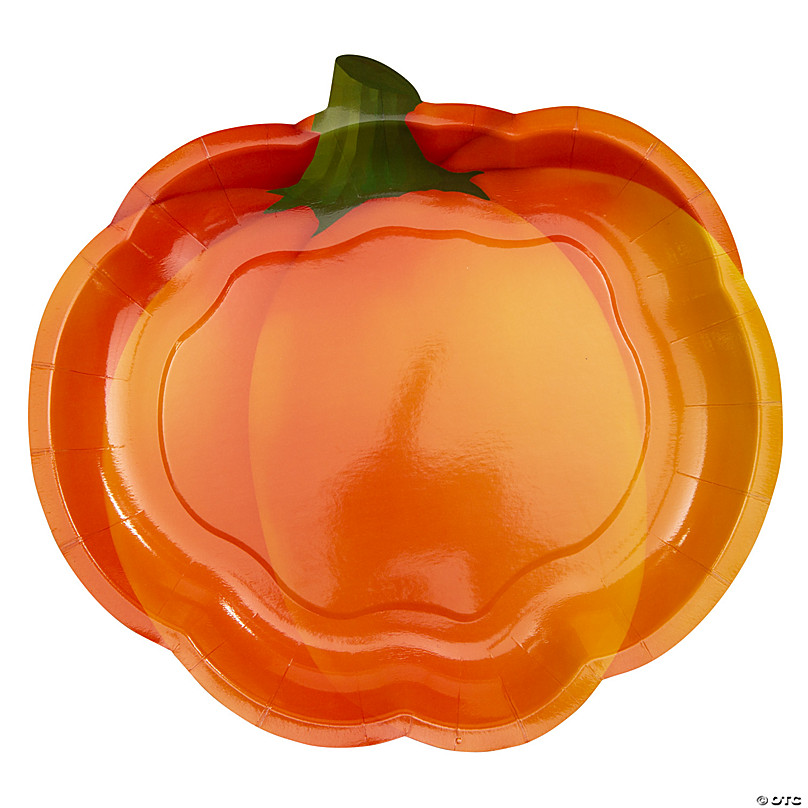 Pumpkin-Shaped Dinner Plates – 8 Ct. | Halloween Express