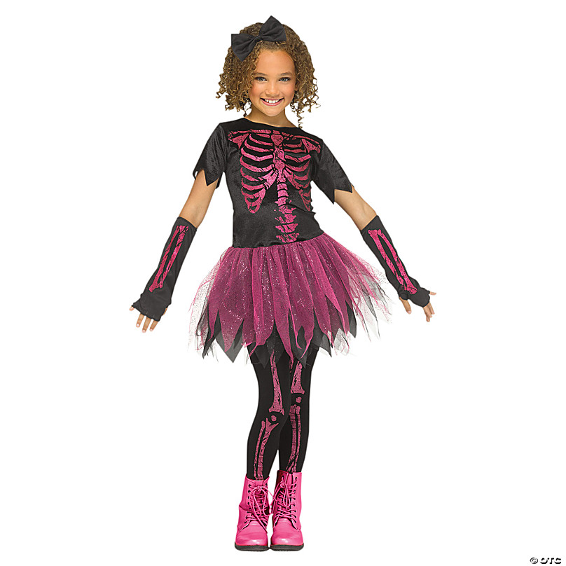 Skele-Girl Pink Child Costume | Halloween Express