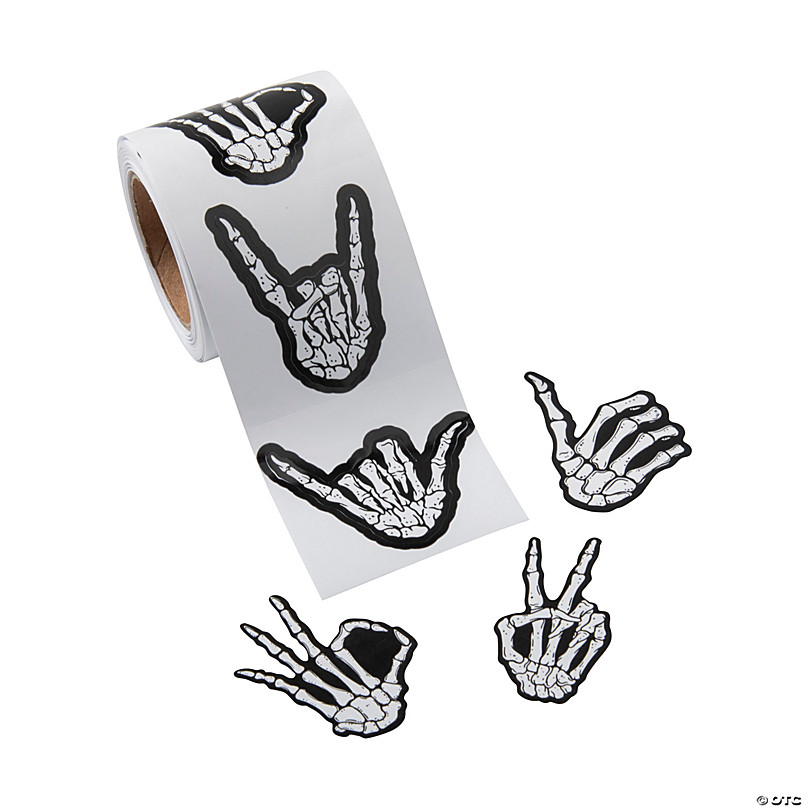 Skeleton Hands Sticker Roll - 100 Pc. | Halloween Express