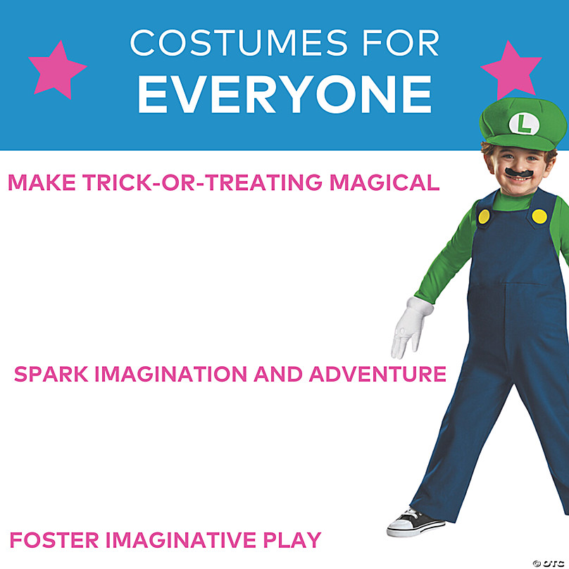 Toddler Super Mario Bros Luigi Costume - Medium 3T-4T | Halloween Express