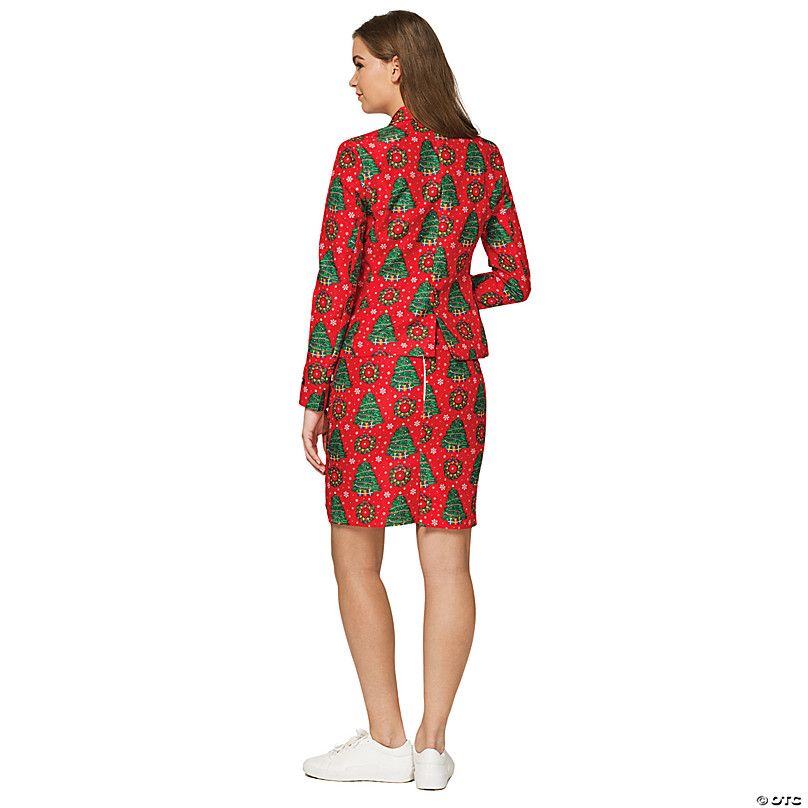 Women's Red Christmas Tree Suit-XLarge