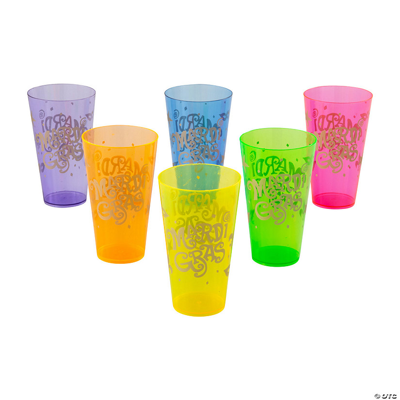 16 oz. Mardi Gras Print Disposable Plastic Cups - 12 Ct. - Less Than ...