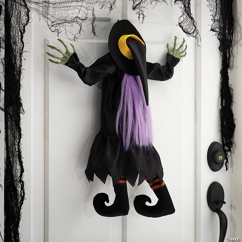 23 1/2" x 29 1/2" Hanging Animated Crashed Witch Halloween Decoration ...