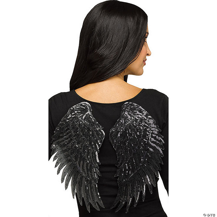 Adult Black Metallic Fabric Foam Wings Costume Accessory | Halloween ...
