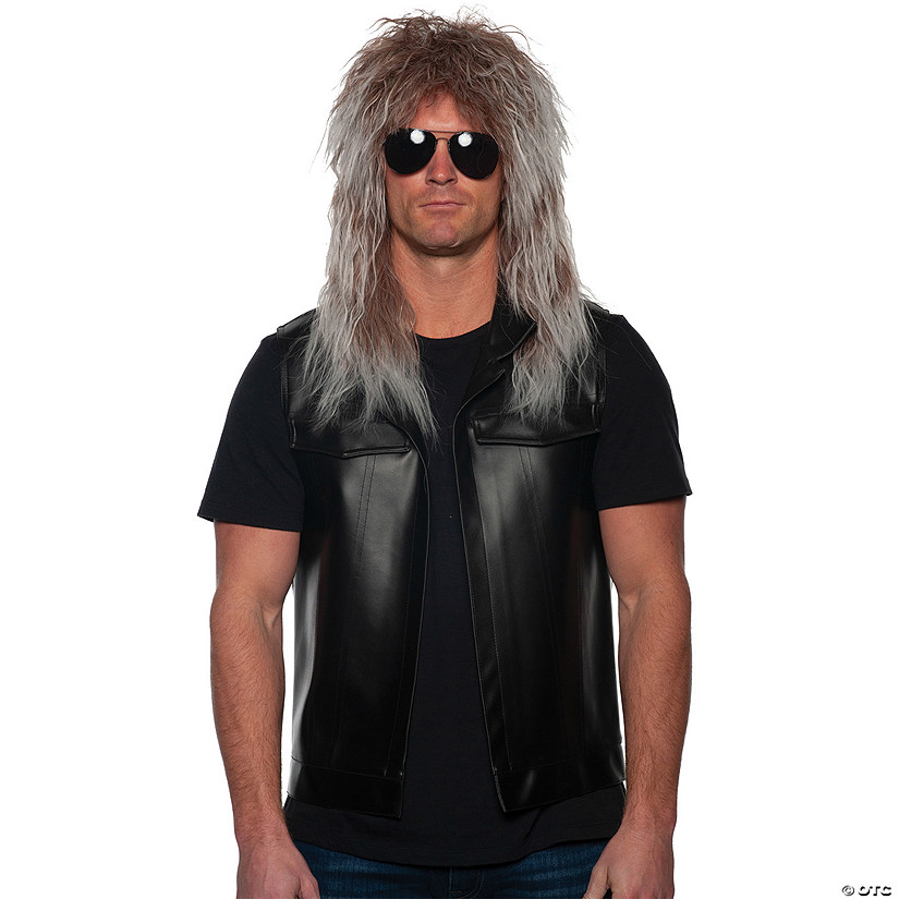 Adults Brown & Grey Rocker Wig | Halloween Express