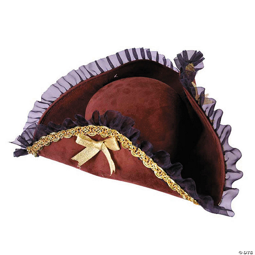 Adults Brown Pirate Hat with Gold Trim | Halloween Express