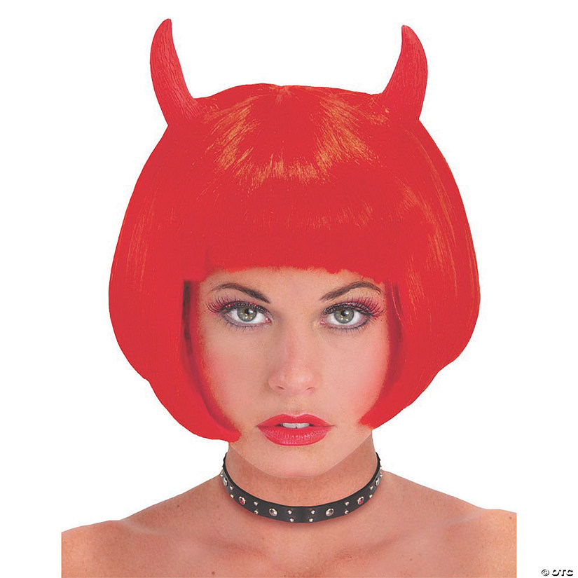 Adult's Red Devil Wig with Horns