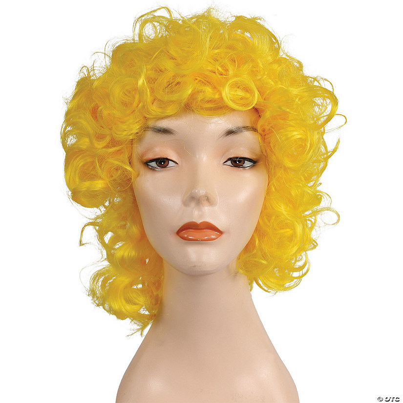 Adults Yellow Deluxe Curly Clown Wig | Halloween Express