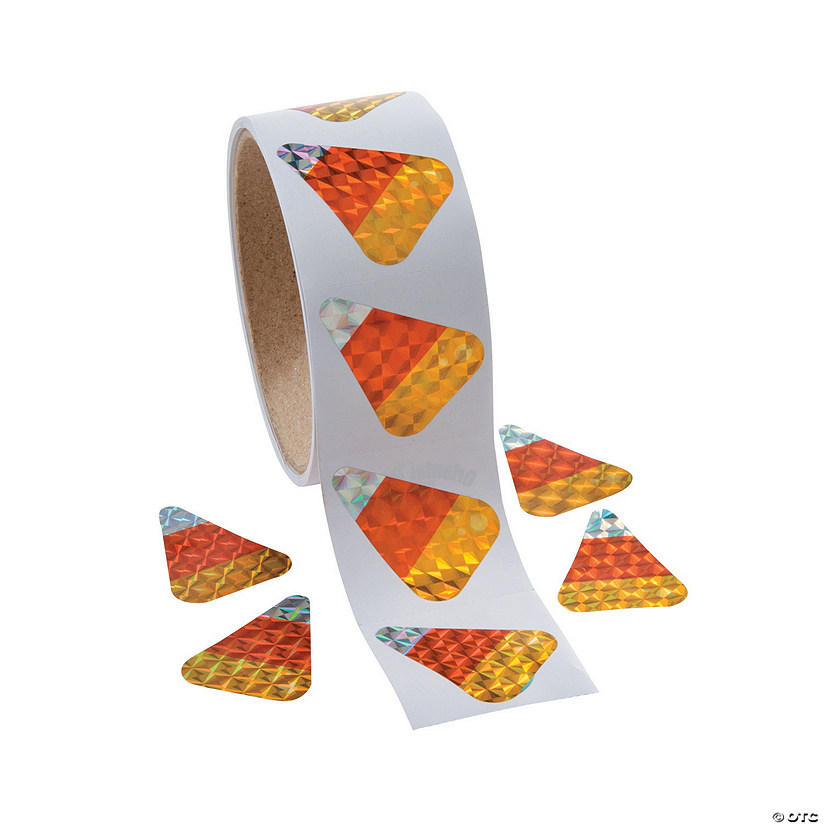 Candy Corn Prism Sticker Roll - 100 Pc. | Halloween Express