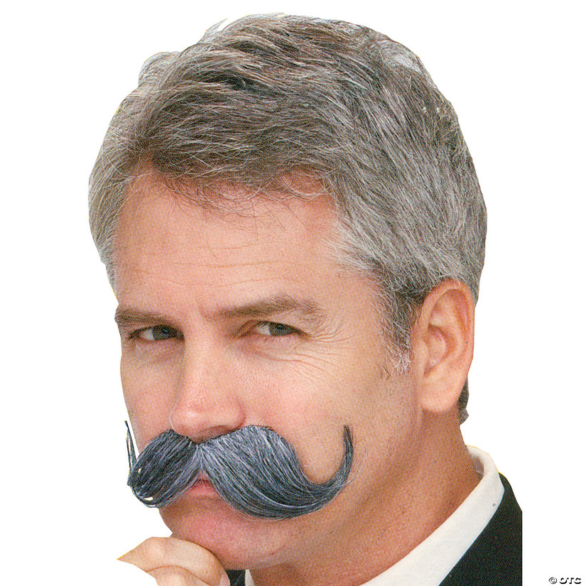GREY HANDLE BAR MUSTACHE | Halloween Express