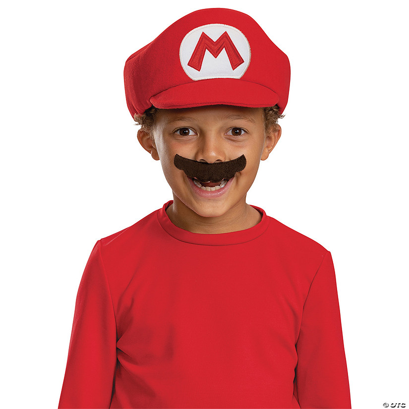 Kid's Super Mario Bros.™ Elevated Mario Hat & Mustache Costume ...