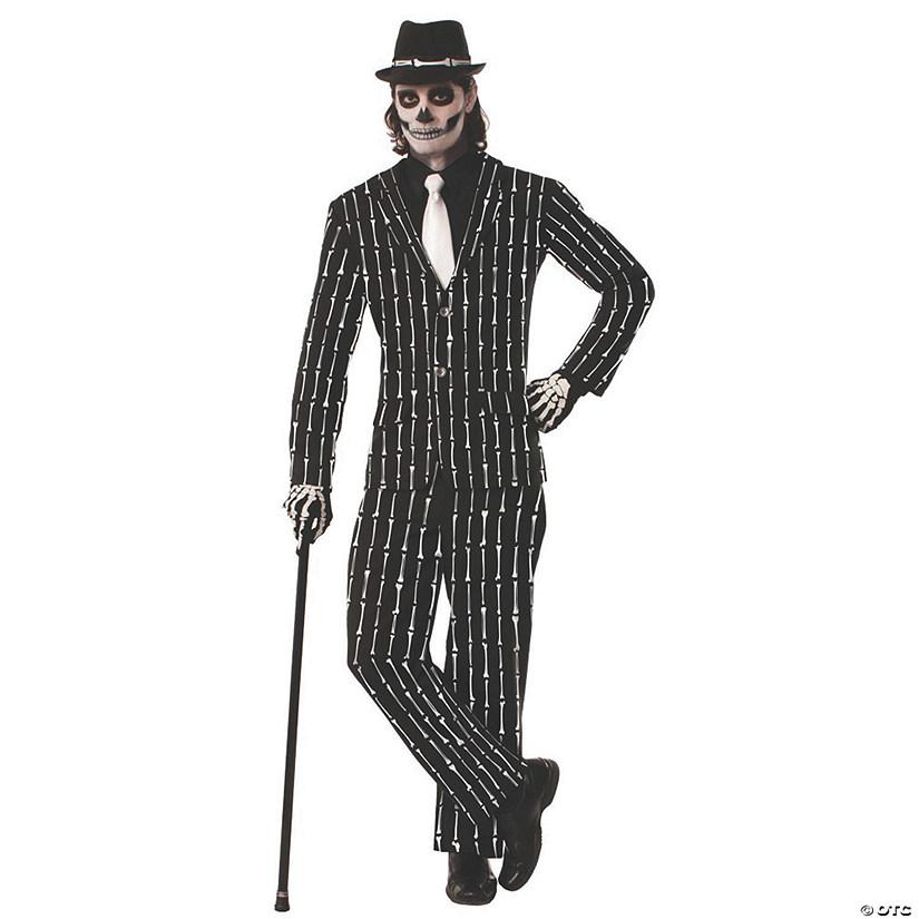 Men's Bone Pin Stripe Suit Costume | Halloween Express