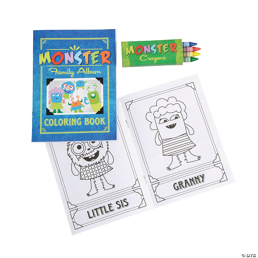 Monster Coloring Books with Crayons - 24 Pc.