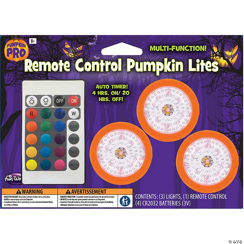 Orange Multi-Function Battery-Operated Pumpkin Lights with Remote ...