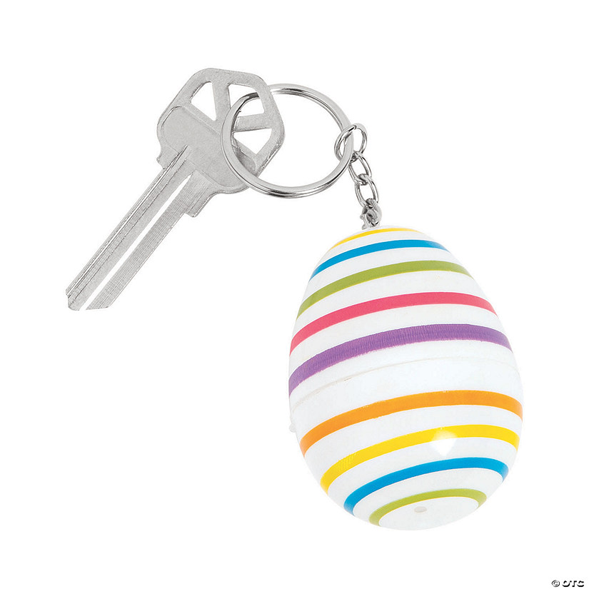 Striped Plastic Easter Egg Keychains - 12 Pc. | Halloween Express