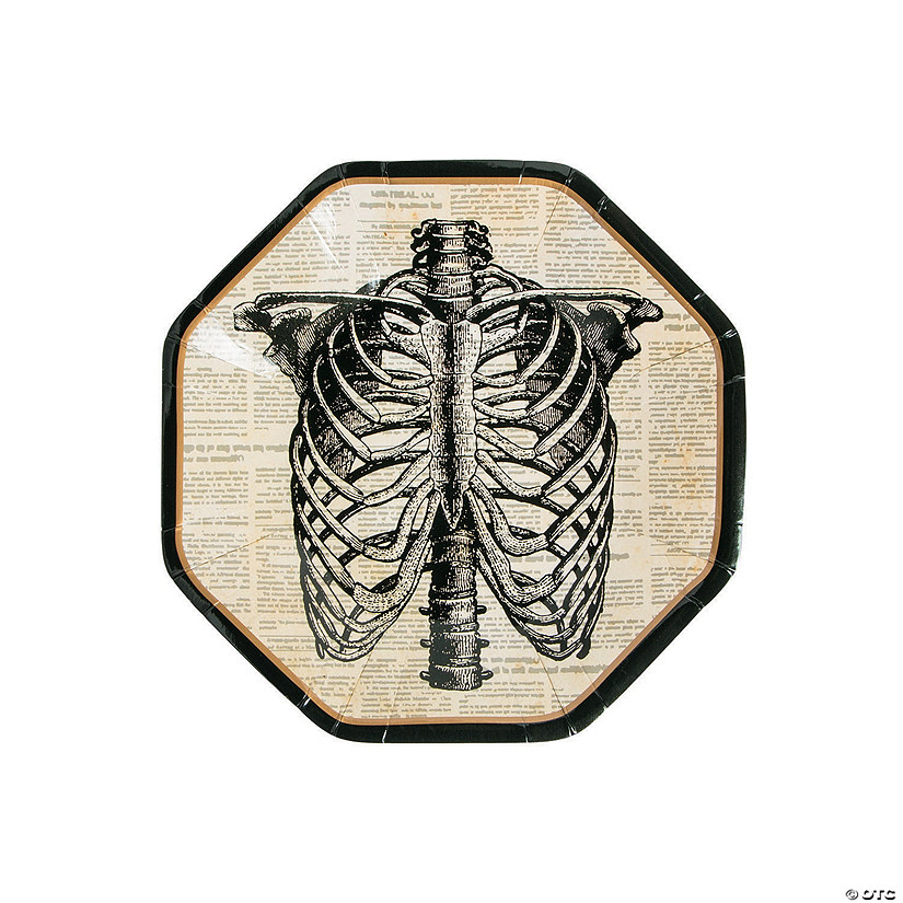 Vintage Halloween Party Skeleton Octagonal Paper Dessert Plates - 8 Ct ...