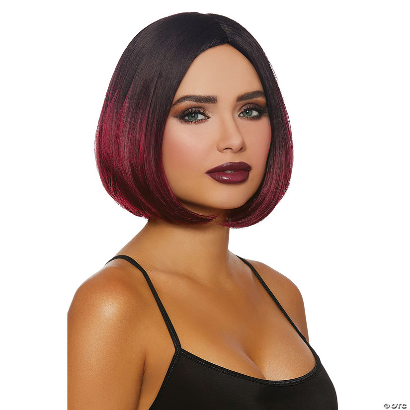 Women's Burgundy Mid-Length Ombre Bob Wig