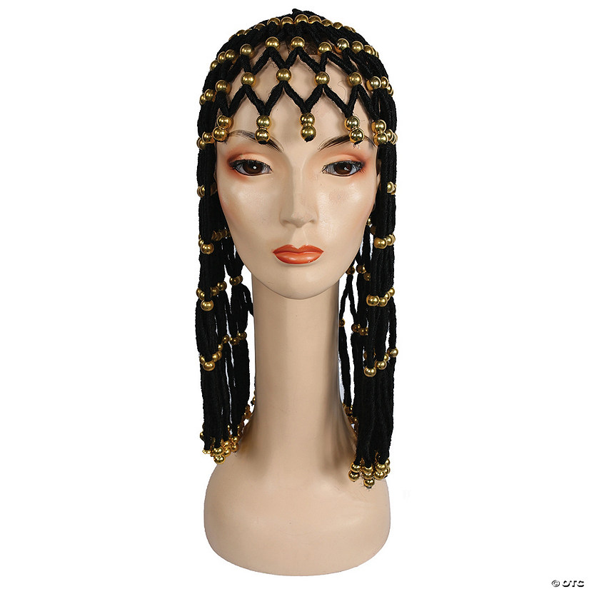 Women's Headdress With Gold Beads Wig | Halloween Express