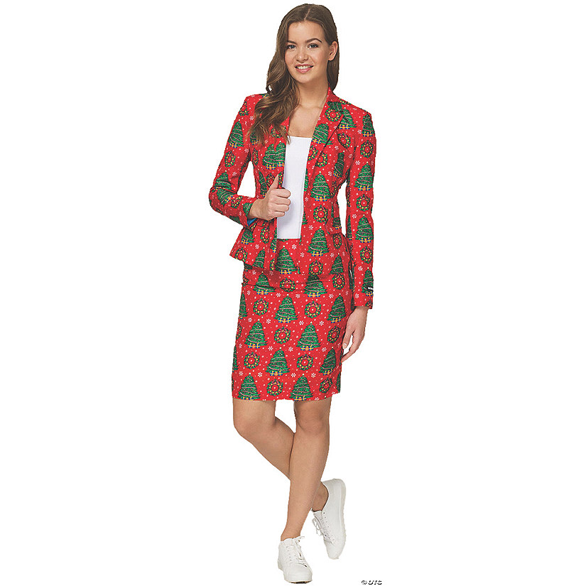 Women's Red Christmas Tree Suit-XLarge