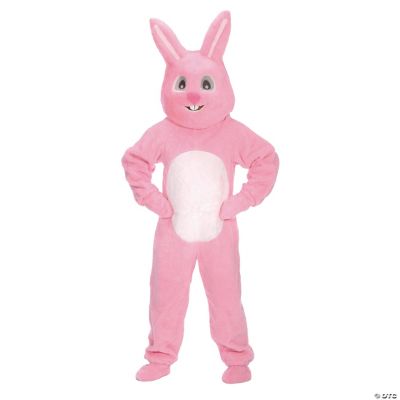 Adult Pink Easter Bunny Suit with Mascot Head Costume - XL