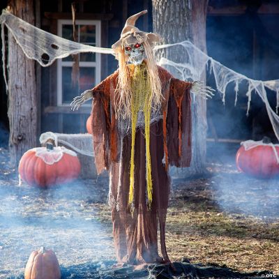 6 Ft. Standing Animated Skeletal Reaper Halloween Decoration ...