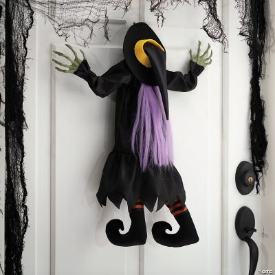 23 1/2" x 29 1/2" Hanging Animated Crashed Witch Halloween Decoration ...