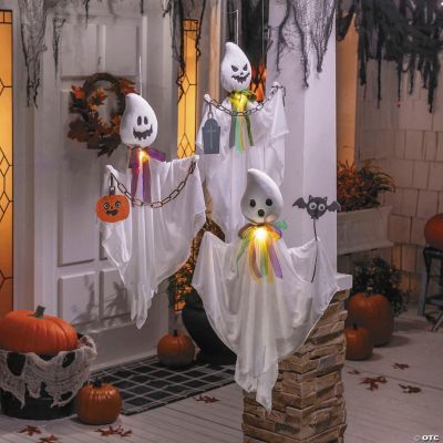 27 1/2" Hanging White Ghosts Halloween Decoration - Set of 3 ...