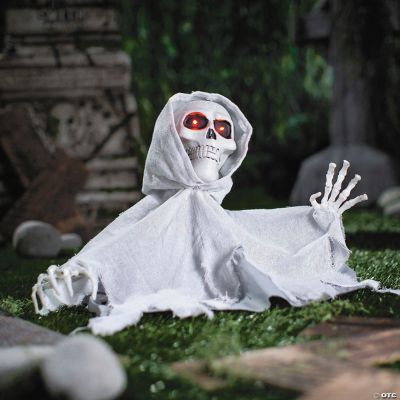 27 1/2" x 13 3/4" Animated Groundbreaker Skeleton with Hooded Cloak ...