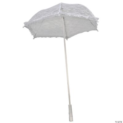 White Lace Parasol with Ruffles