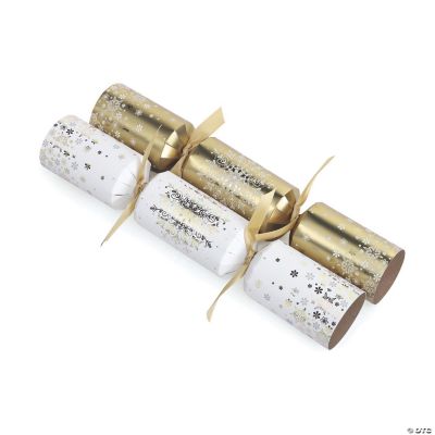 14" Tom Smith White & Gold Premium Christmas Party Crackers - 6 Pc ...