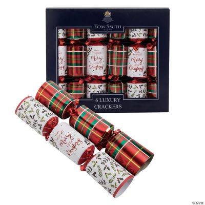 8" Tom Smith Red Plaid & Foliage Luxury Christmas Party Crackers - 6 Pc ...