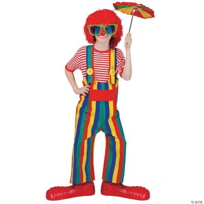 Boy's Striped Clown Overalls Costume - Large - Discontinued