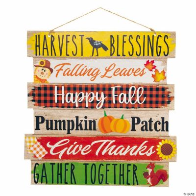 11 1/2" Harvest Blessings Fall Greetings Sign Wood Wall Decoration ...